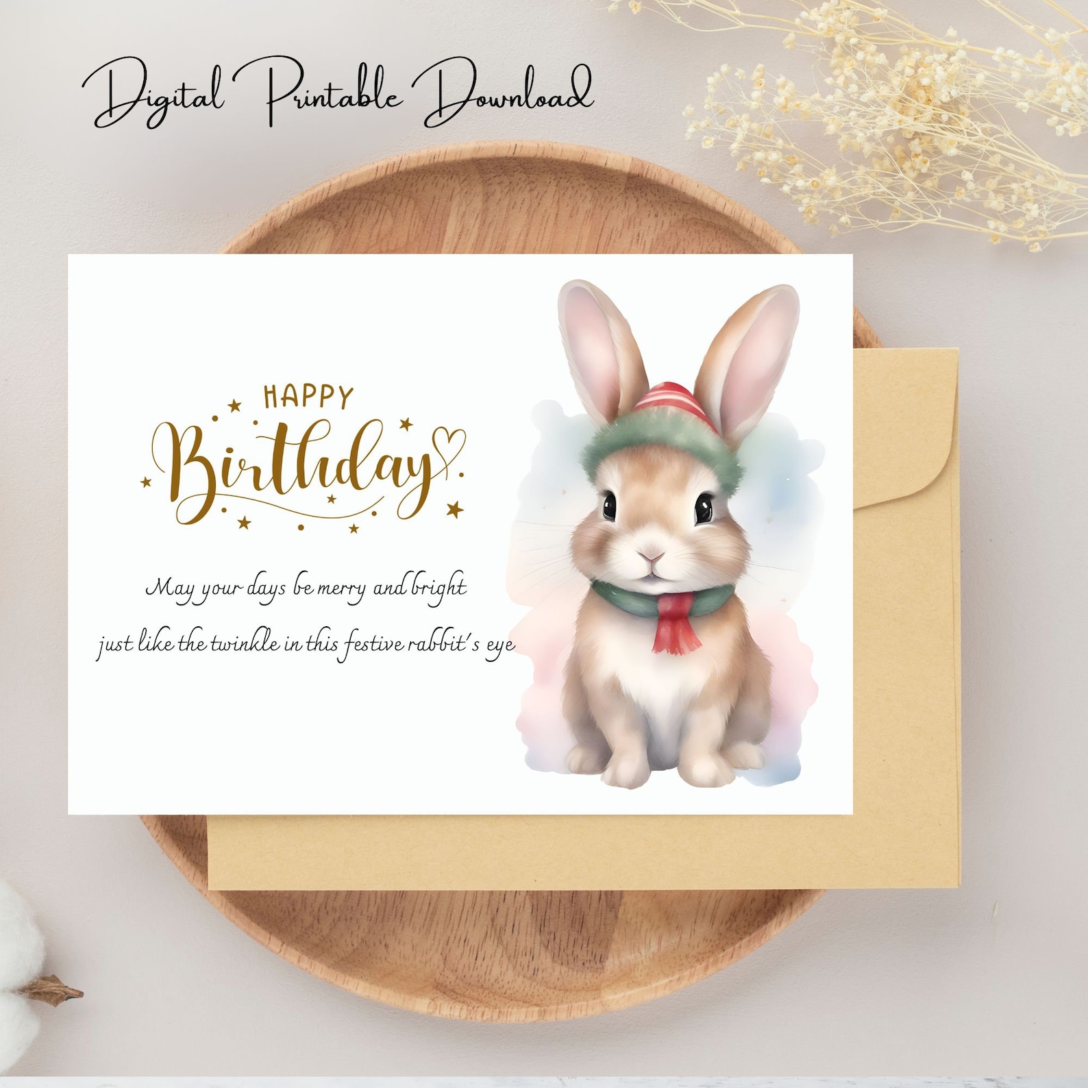 Bunny Birthday Card, Cute Cards, Cute Birthday Card, Rabbit Birthday ...
