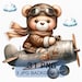 Aviator Bear Watercolor Clipart, Cute Pilot Teddy Bear Digital Art ...