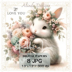 Vintage Rabbit Digital Papers, Classic Bunny Patterns JPG, Antique ...