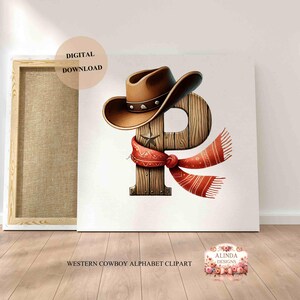 Western Cowboy Alphabet Clipart, Rustic Wood Letters With Cowboy Hats ...