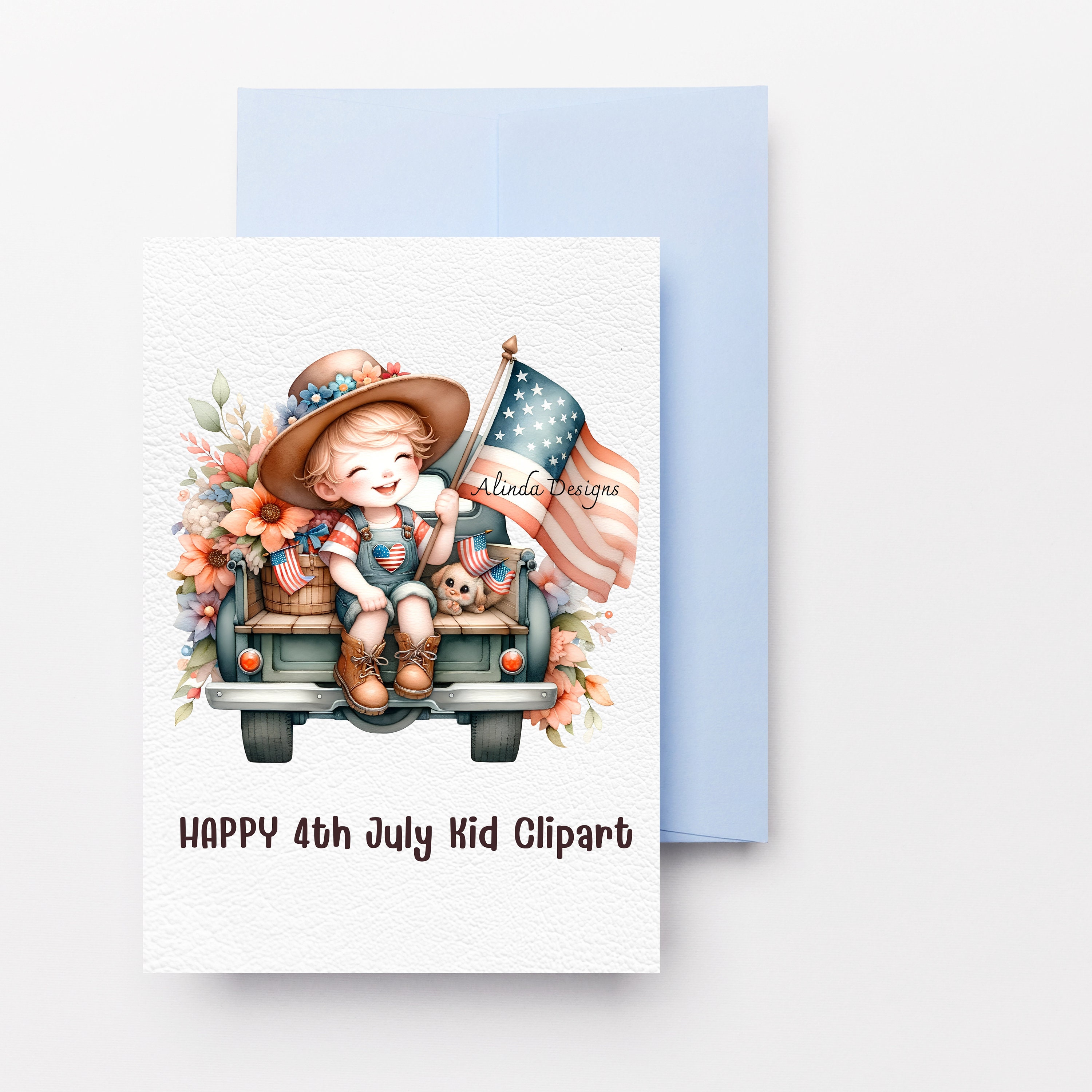 Happy 4th of July Kid Clipart, Patriotic Digital Download, Independence ...