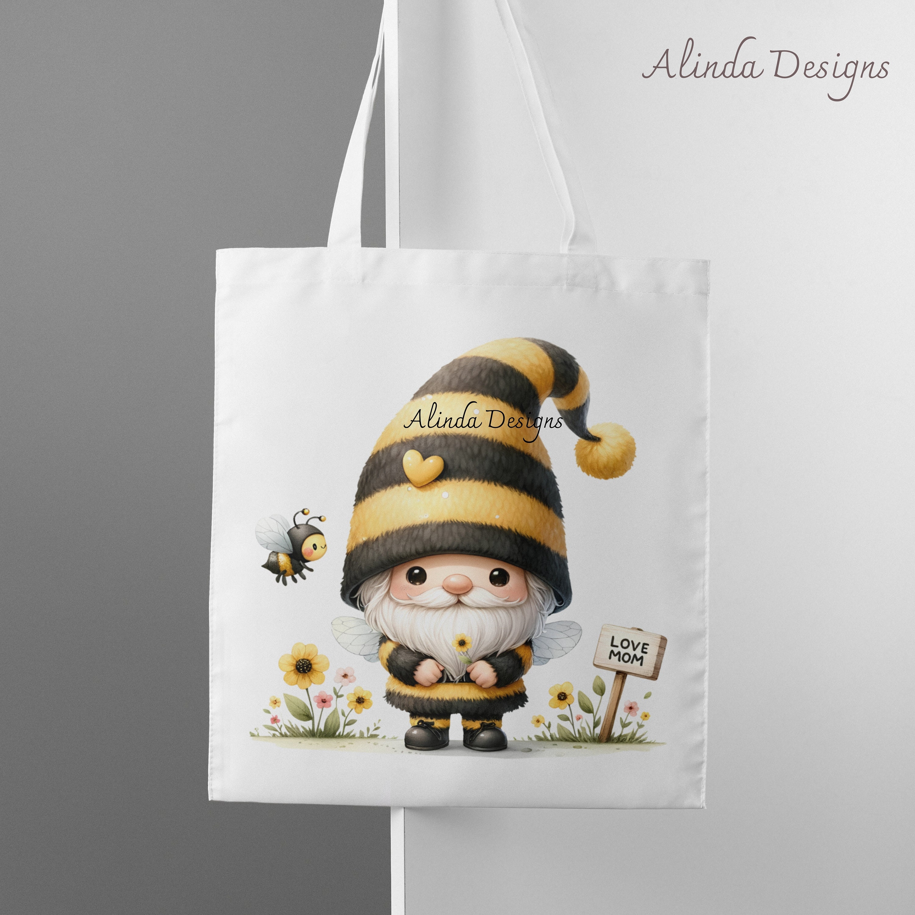 Honey Bee Gnome Clipart, Cute Bee Themed Gnome, Scrapbooking, Invitations, Spring Gnome PNG ...