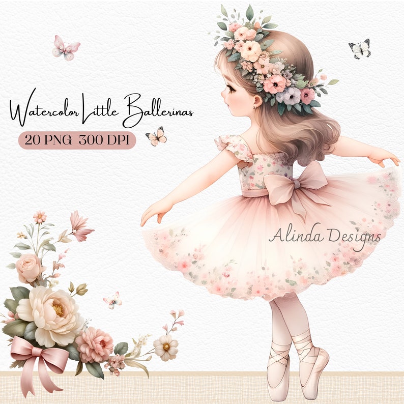 Watercolor Little Ballerinas Clipart, Digital Download for Invitations ...