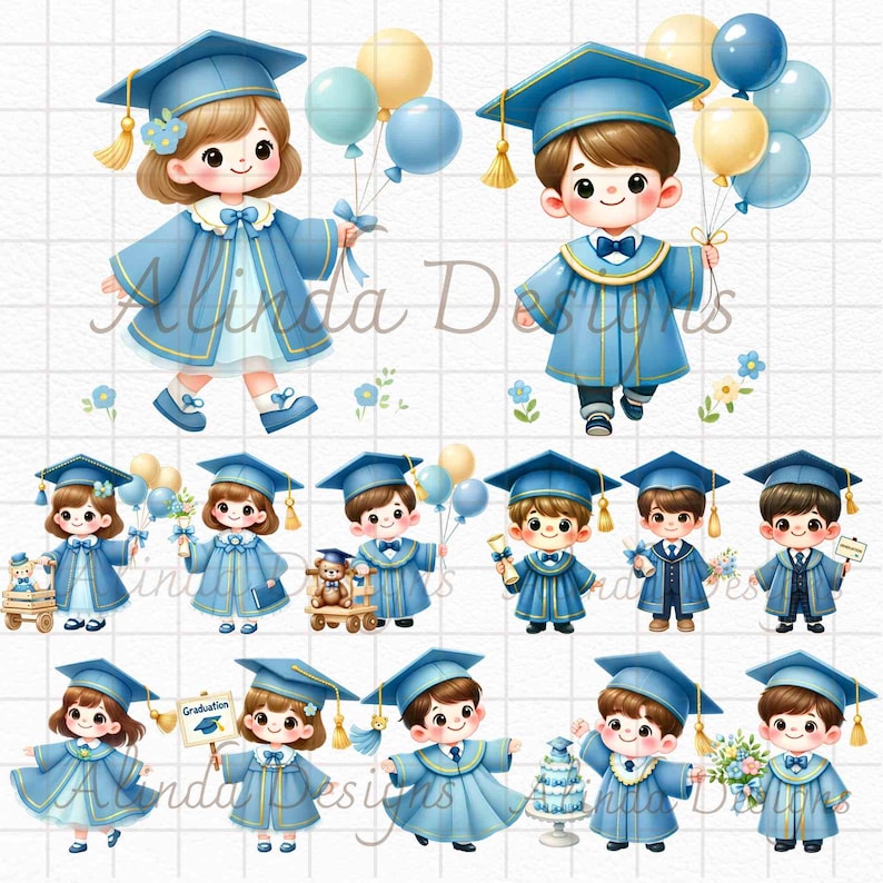 Graduation Clipart, Cute Graduate Kids PNG, Graduation Boys and Girls ...