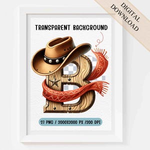 Western Cowboy Alphabet Clipart, Rustic Wood Letters With Cowboy Hats ...