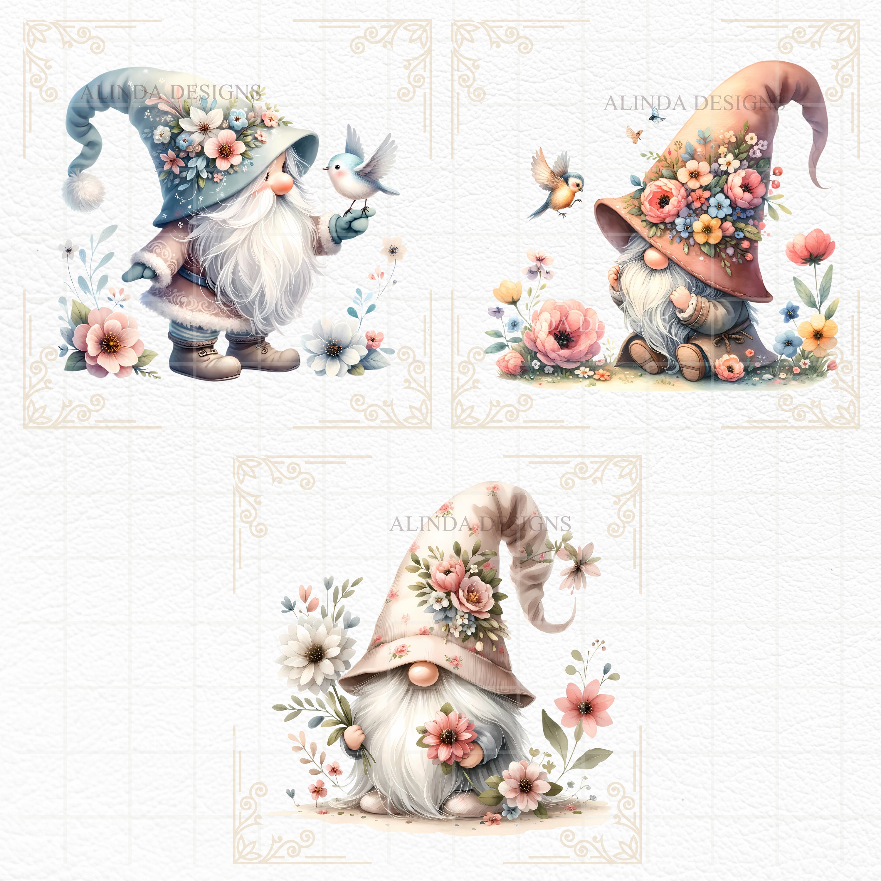 Spring Gnomes Clipart, Cute Gnome Clipart, Nursery Art, Baby Spring ...