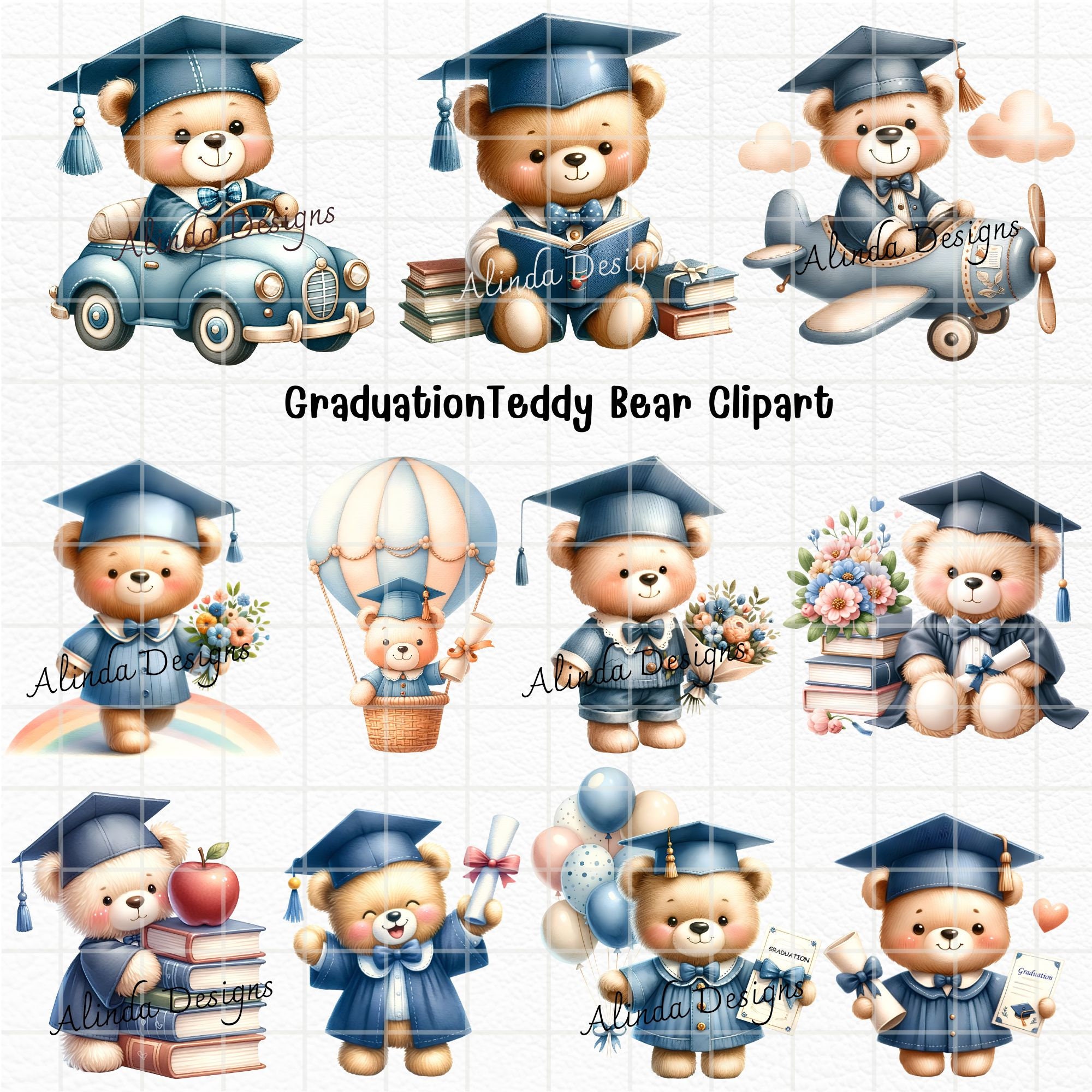Graduation Teddy Bear Clipart, Caps and Gowns (digital Download) - Etsy