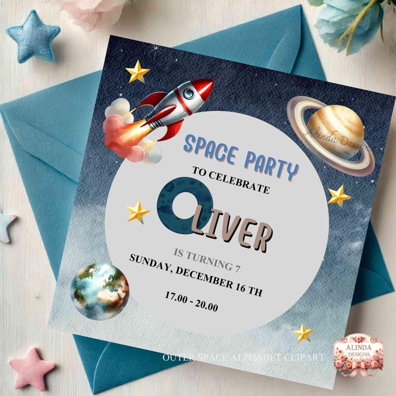 Outer Space Alphabet Clipart: Rocket & Planet PNG Digital Download - Etsy