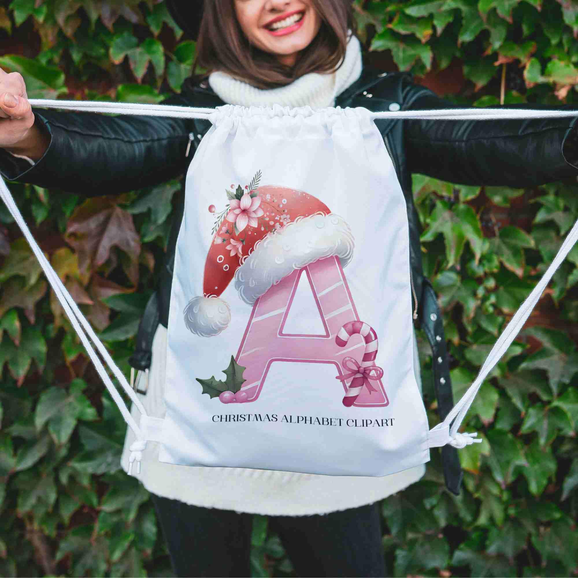 Christmas Watercolor Alphabet Clipart: Pink Holiday Letters (PNG, PDF ...