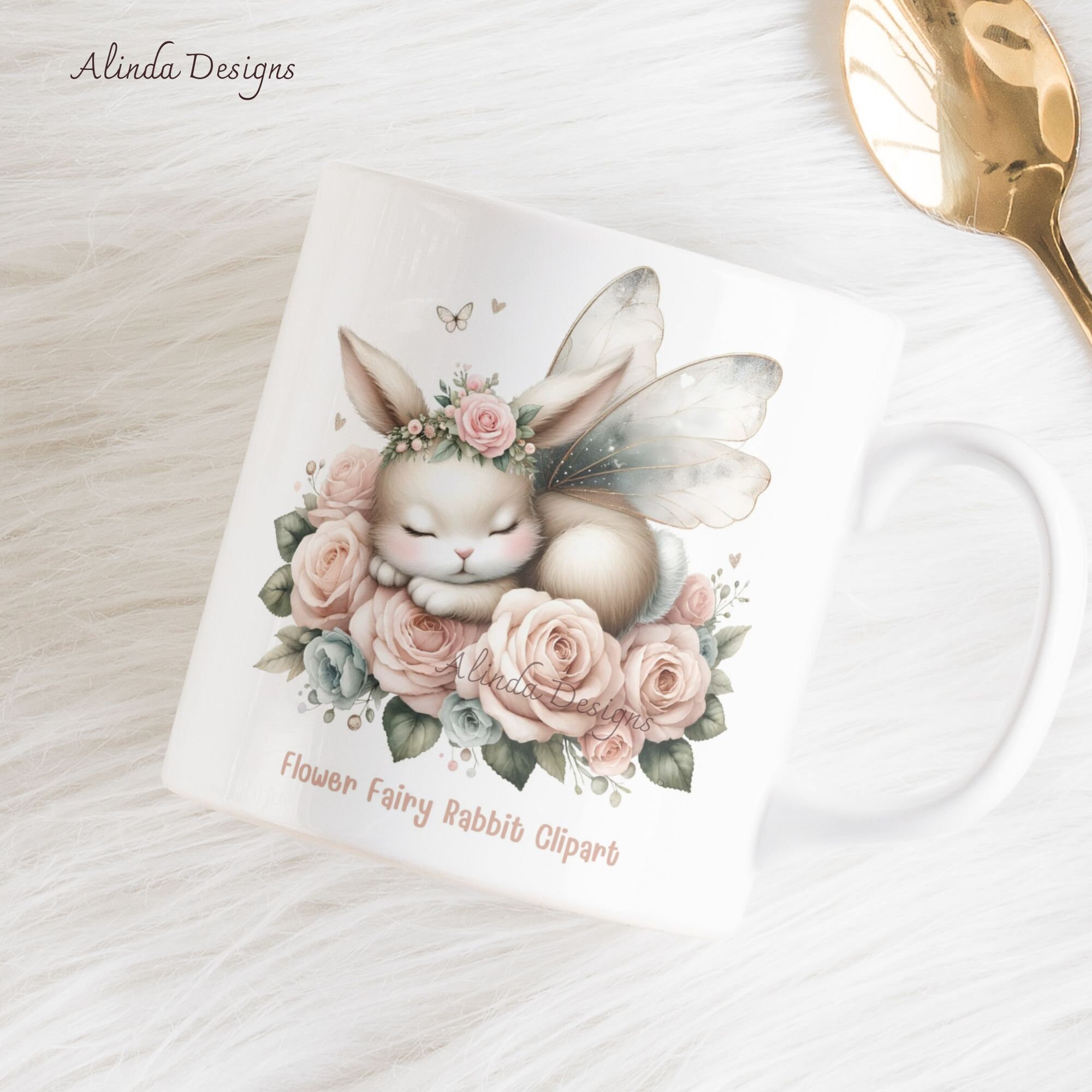 Watercolor Bunny Clipart: Flower Fairy Rabbit, DIY Scrapbooking ...