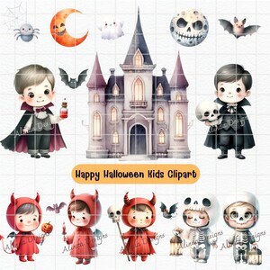 Happy Halloween Kids Clipart, Cute Spooky Halloween Illustrations ...
