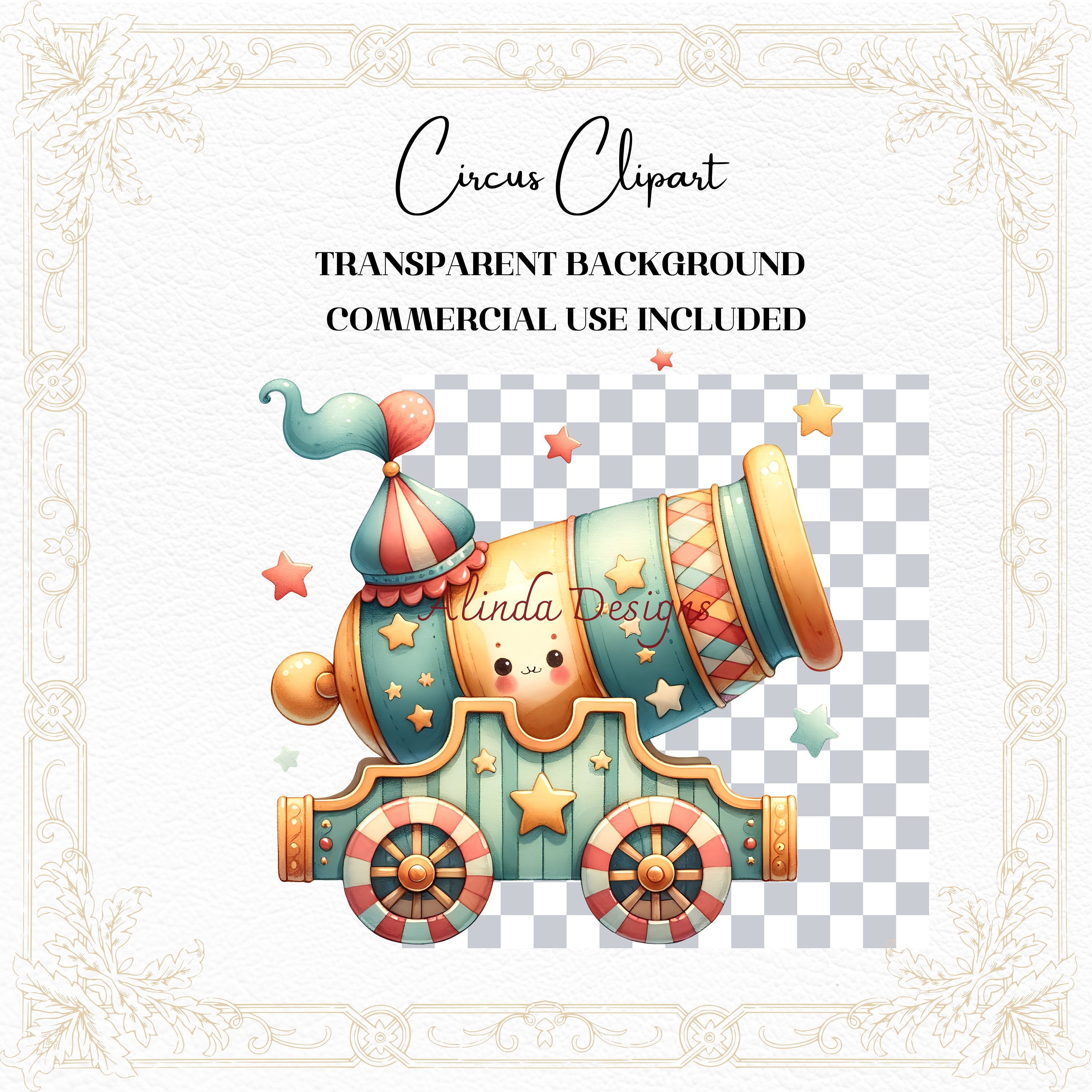 Circus Watercolor Clipart, PNG Elements, Scrapbooking, DIY Crafts ...