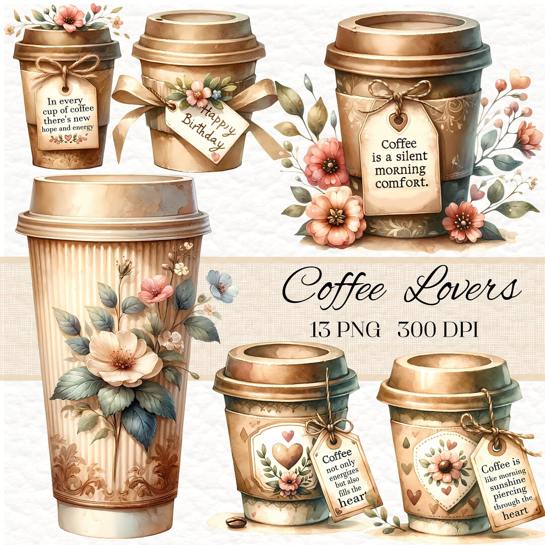 Watercolor Coffee Clipart, Cafe Clipart, Cute Coffee Clipart ...