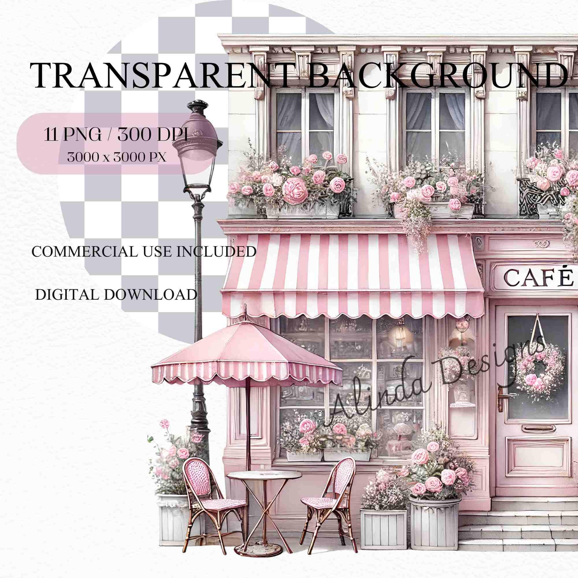 Watercolor Paris Coffee Shop Clipart: French Bistro Art (digital ...