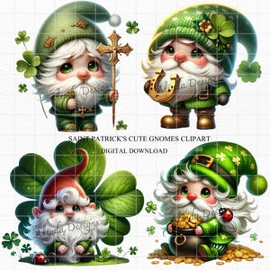St. Patrick's Day Gnome Clipart: Irish Shamrock PNG (digital Download ...