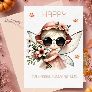 Cute Angel Funny Autumn Clipart, Whimsical Fall Angel Digital Download ...