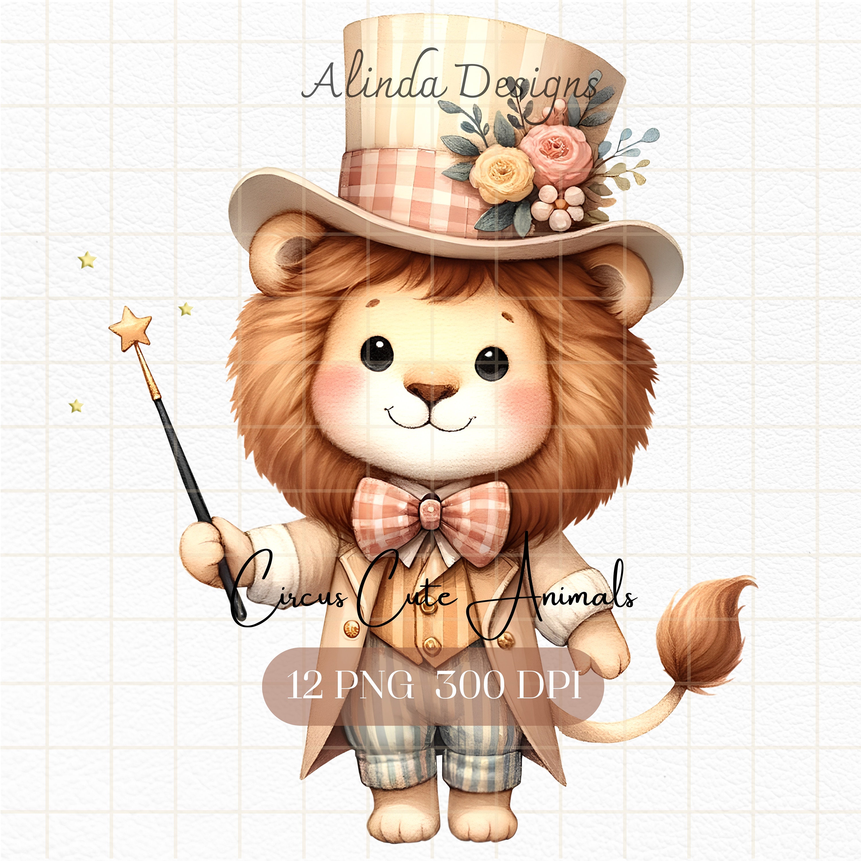 Adorable Circus Animals Clipart, Cute PNG Files for Invitations ...
