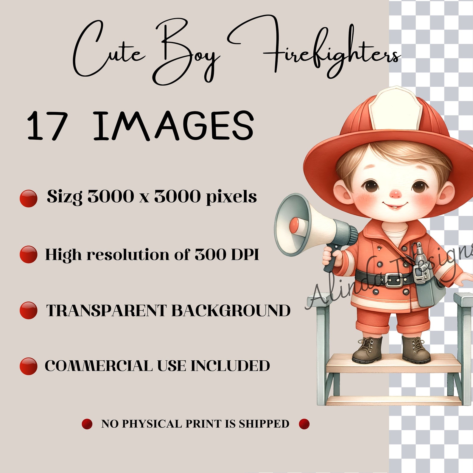 Cute Boy Firefighter Clipart, Watercolor Fireman Digital Download for ...