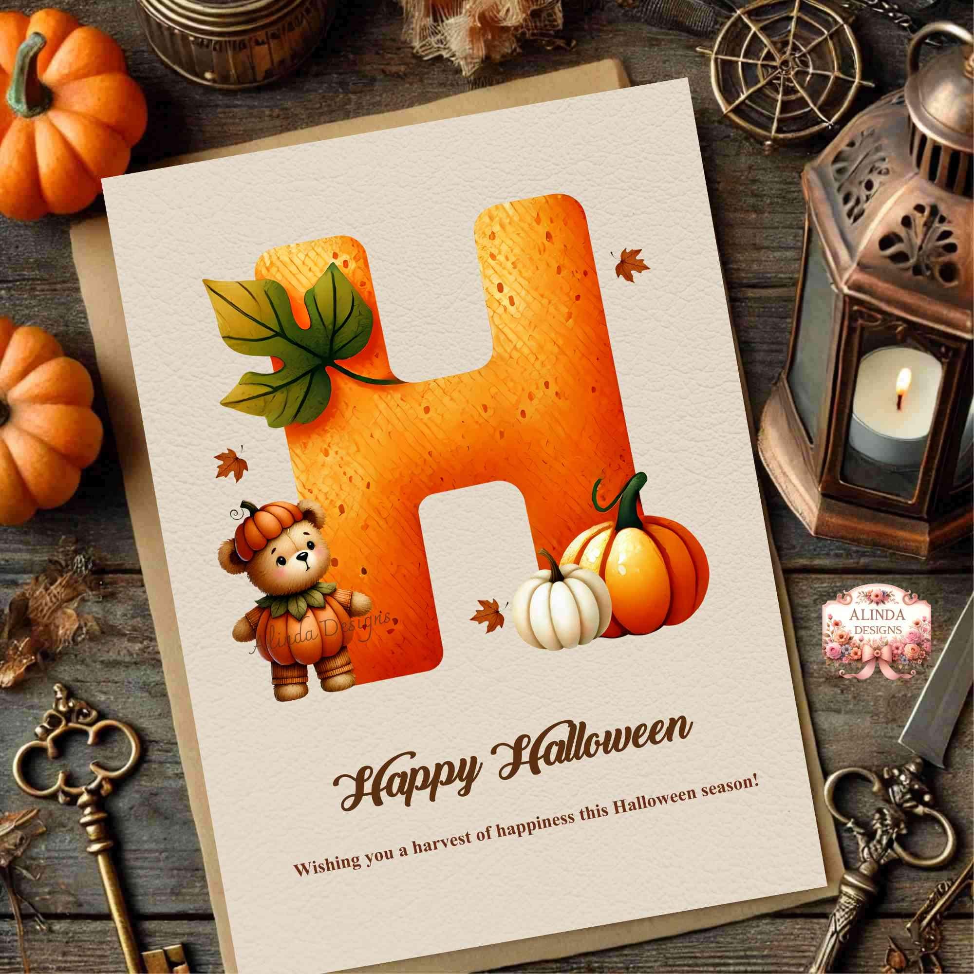 Pumpkin Bear Alphabet Clipart: Fall Halloween Font PNG Digital Download ...
