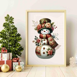 Vintage Snowman Christmas Clipart, Retro Holiday Snowman Illustrations ...