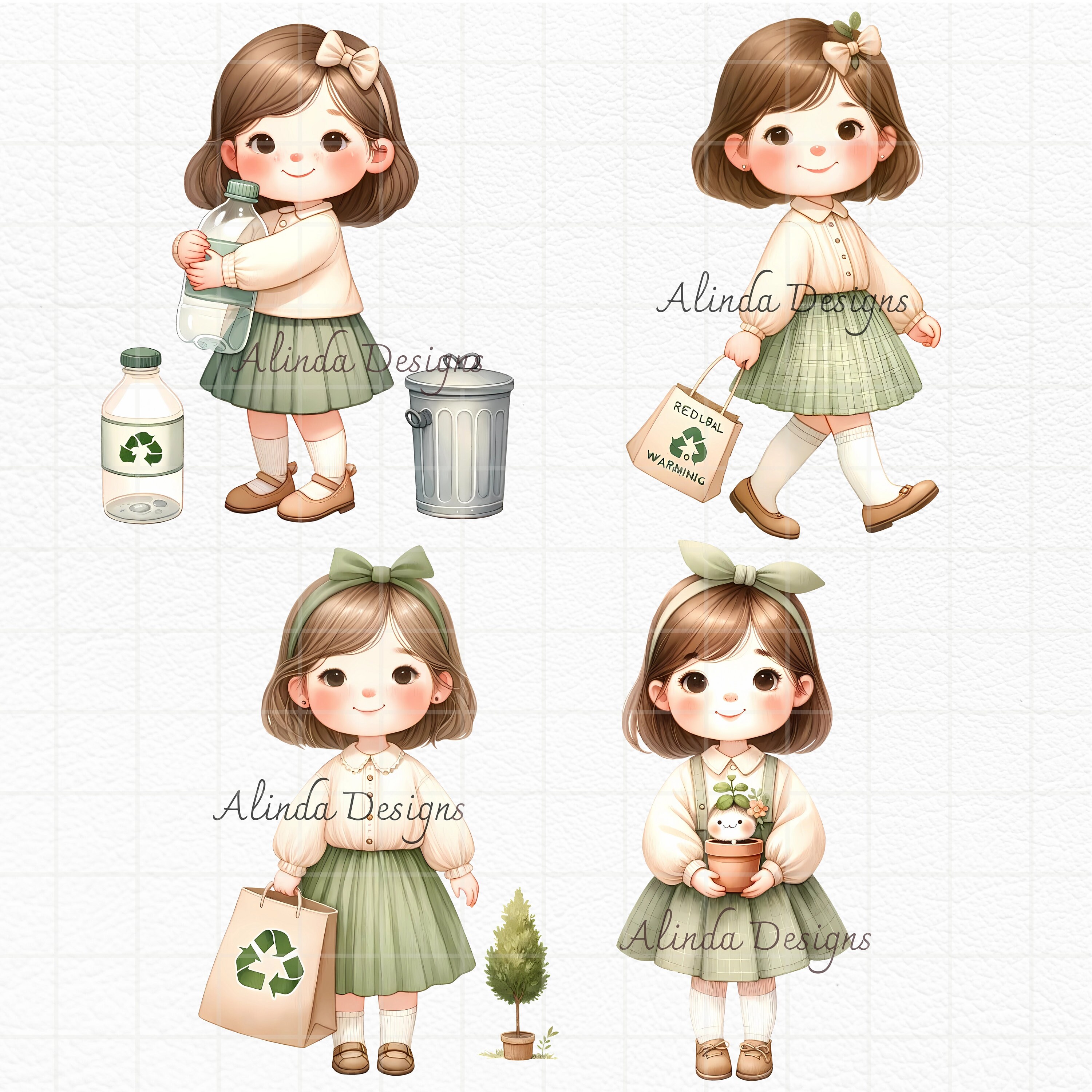 Earth Day Watercolor Clipart for Kids, Eco-friendly Educational Art ...