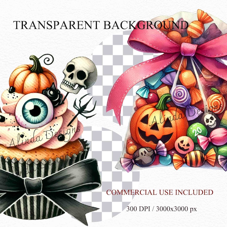 Watercolor Halloween Haunted Candy Store Clipart, Scary Halloweenpng ...