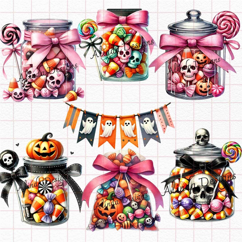 Watercolor Halloween Haunted Candy Store Clipart, Scary Halloweenpng ...