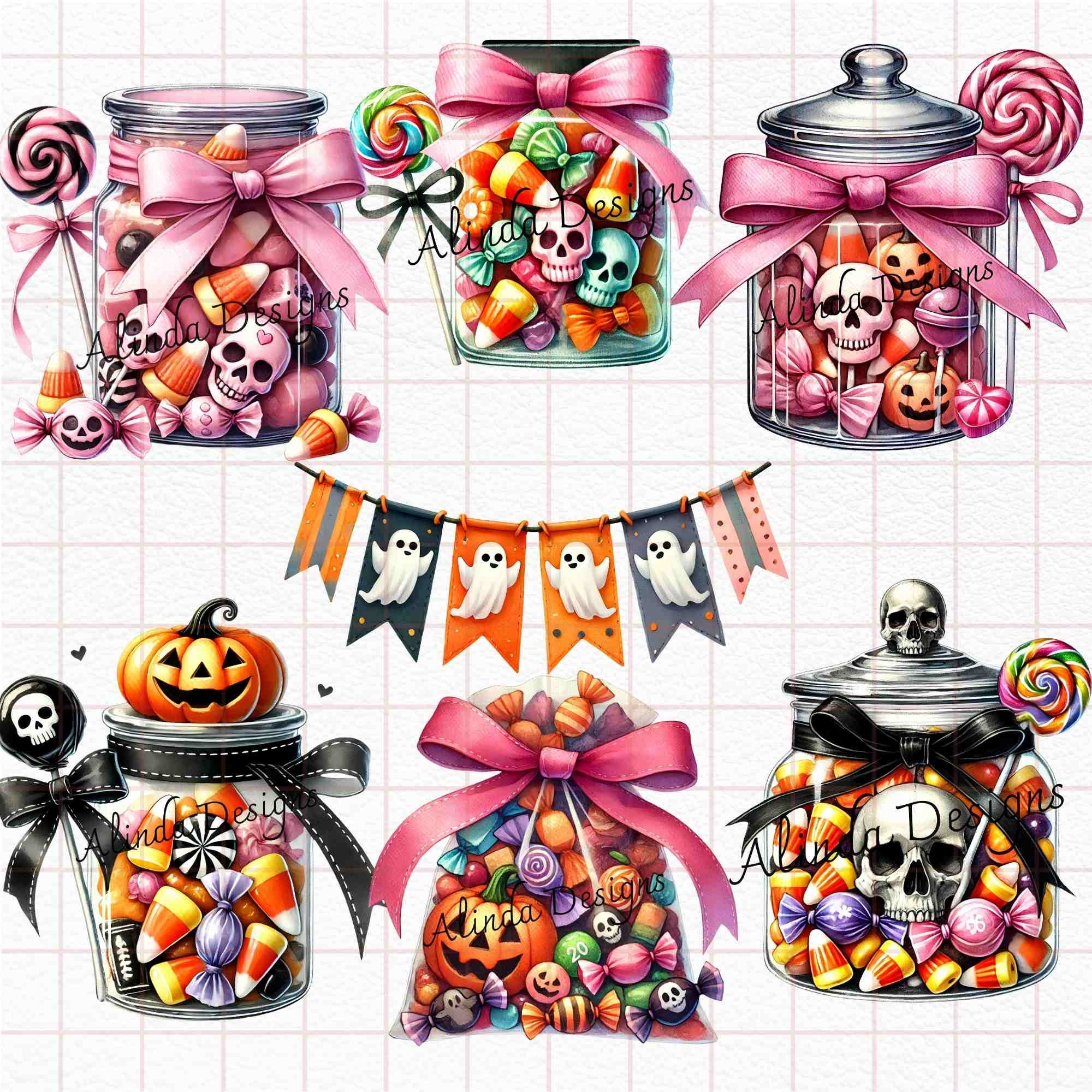 Watercolor Halloween Haunted Candy Store Clipart (20 PNG) - Etsy