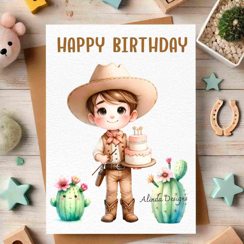 Watercolor Cowboy Baby Clipart, Cute Western Theme Nursery Art, Digital ...
