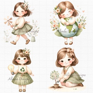 Earth Day Watercolor Clipart for Kids, Eco-friendly Educational Art ...