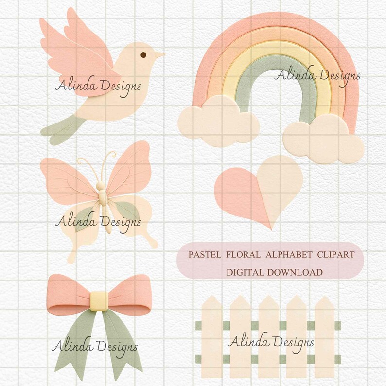Pastel Floral Alphabet Clipart: Spring Garden Letters PNG Digital ...