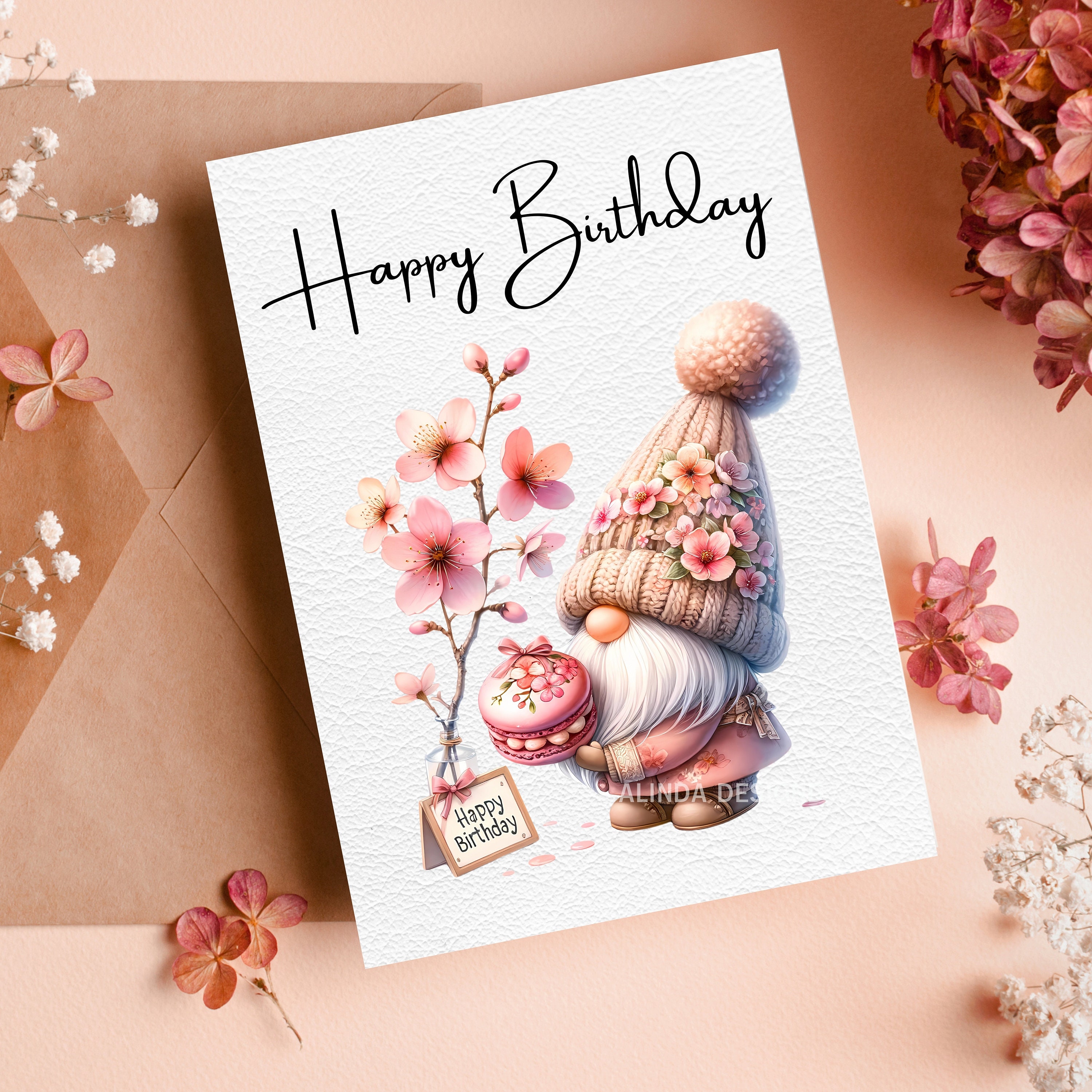 Spring Gnome Clipart, 11 PNG Watercolor Gnome Cherry Blossom, Cute ...