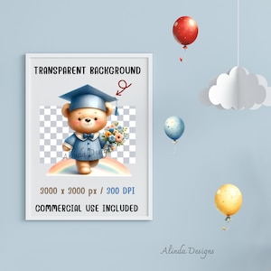 Graduation Teddy Bear Clipart, Cute Digital Bears in Caps and Gowns ...