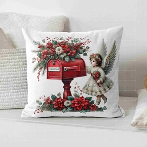 Watercolor Christmas Vintage Mailbox and Angel Clipart, Holiday Retro ...