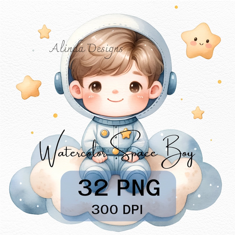 Watercolor Astronaut Clipart: Space Theme Graphics (digital Download ...