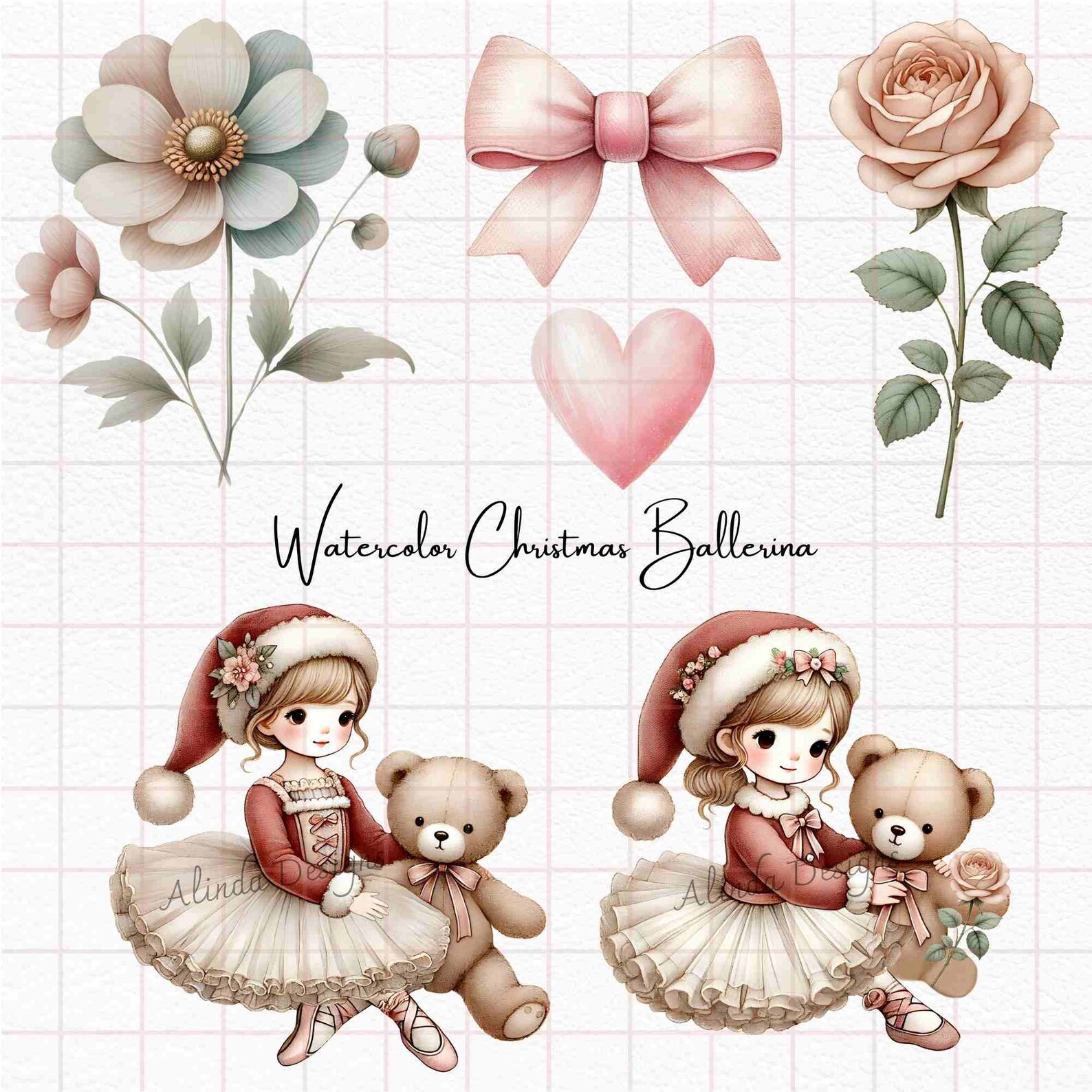 Watercolor Christmas Ballerina Clipart Set, Holiday Ballet Dancers ...