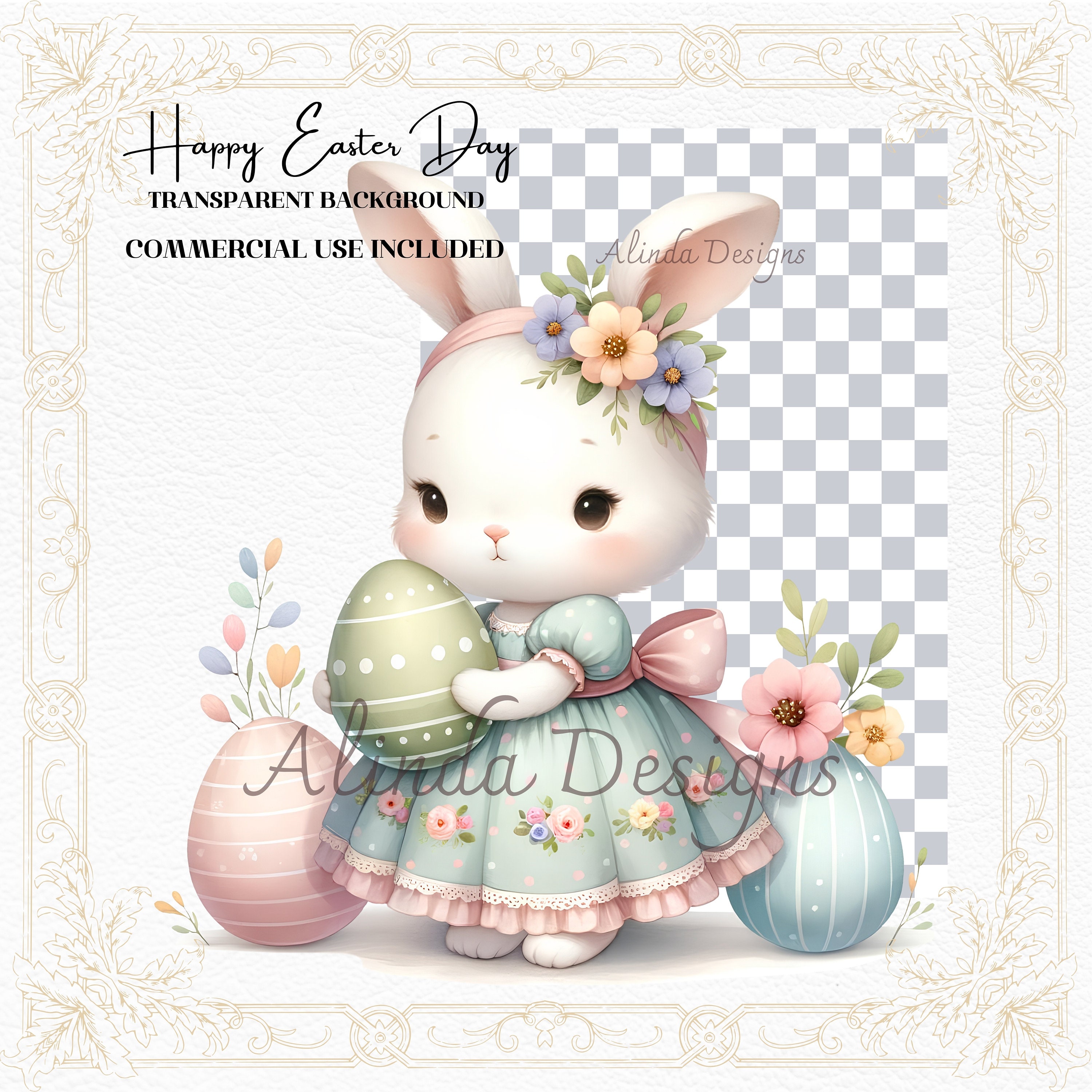 Cute Watercolor Rabbit Clipart for Easter, Happy Easter Day PNG ...