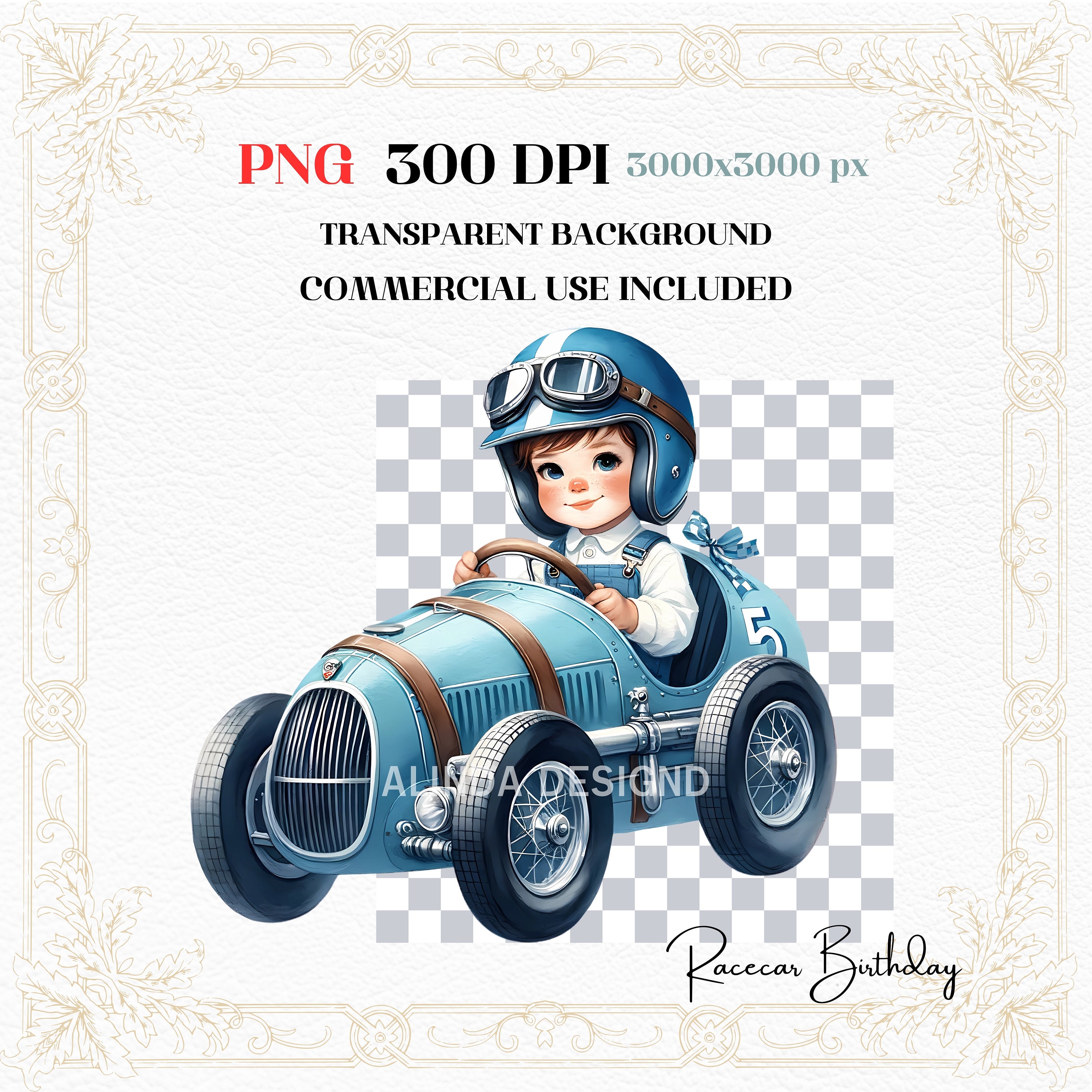 Watercolor Racecar Birthday Clipart Bundle, Blue Race Car Happy ...