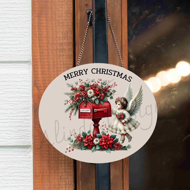 Watercolor Christmas Vintage Mailbox and Angel Clipart, Holiday Retro ...