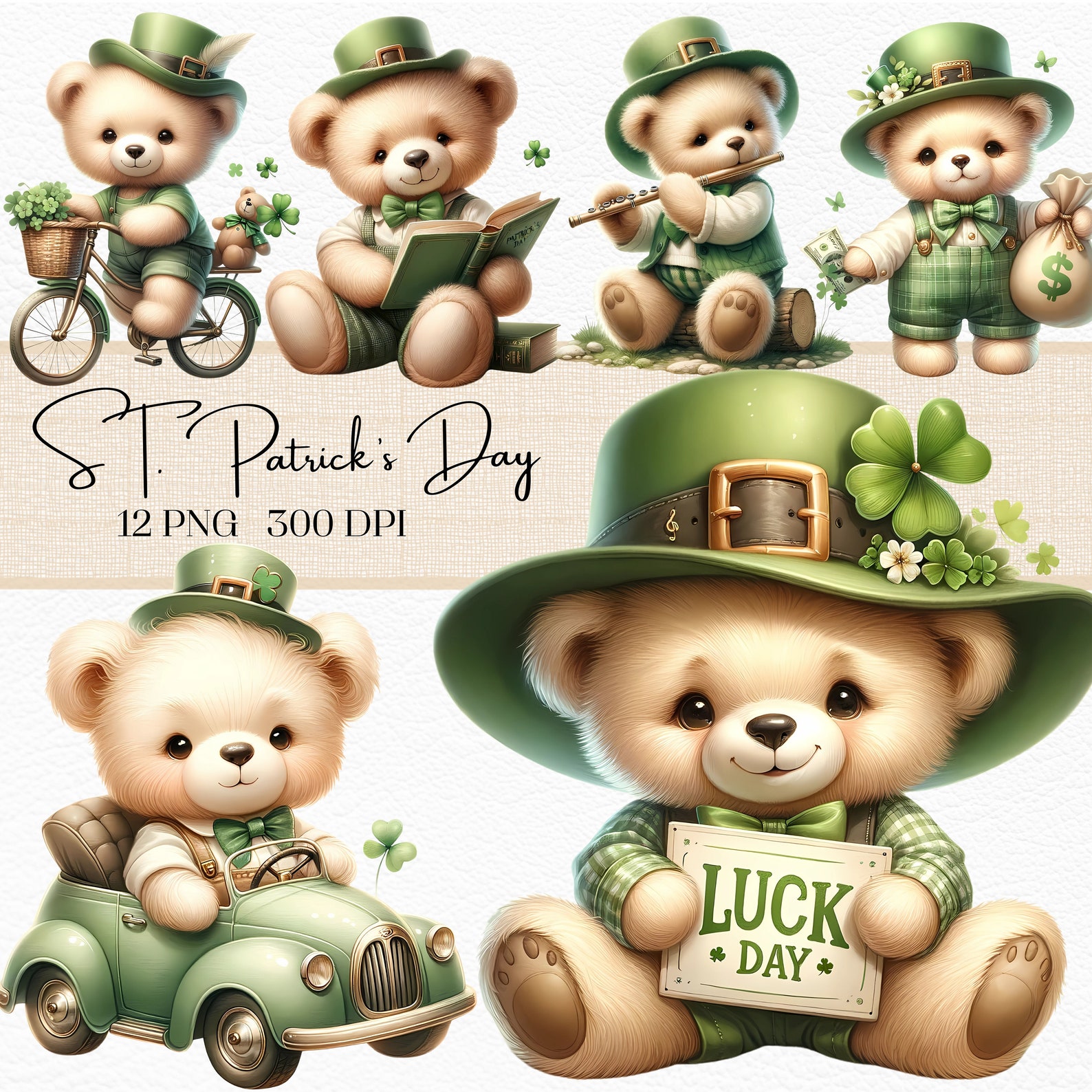 St Patrick Teddy Bear Clipart, St Patrick Graphics, St Patrick's Day ...