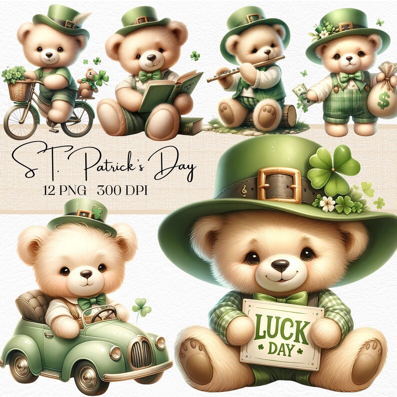 St Patrick Teddy Bear Clipart, St Patrick Graphics, St Patrick's Day ...