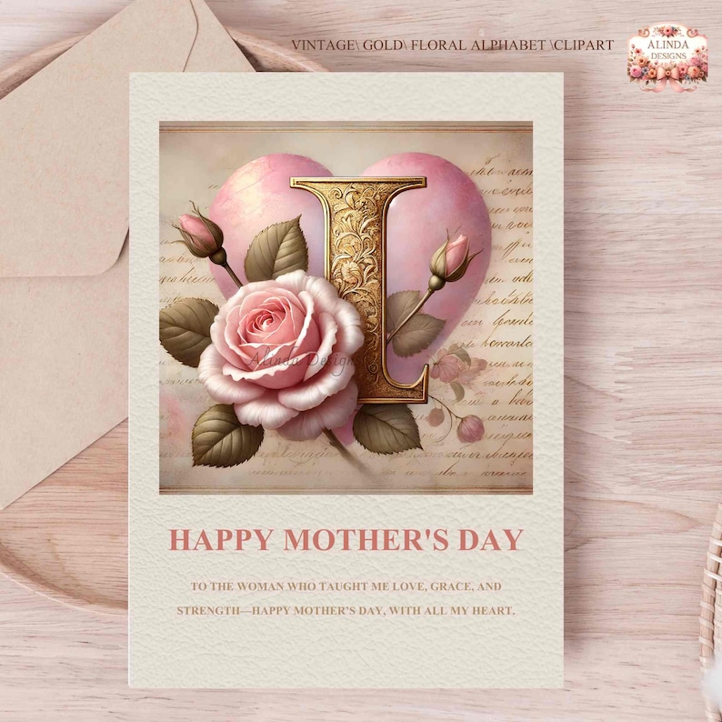 Vintage Gold Floral Alphabet PNG, Rose Monogram (digital Download) - Etsy