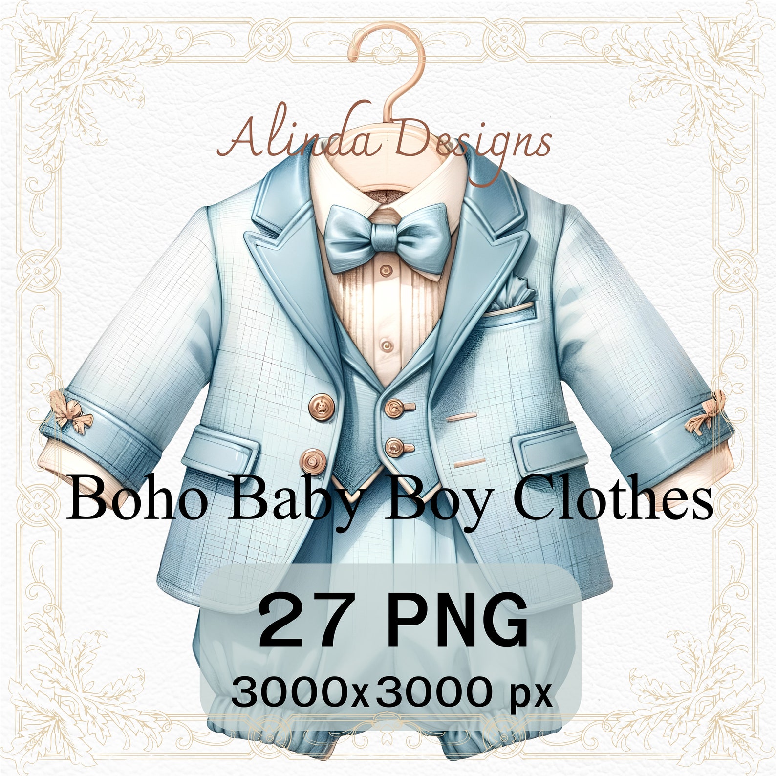 Boho Baby Boy Clipart Collection, Rustic and Modern Digital Download ...