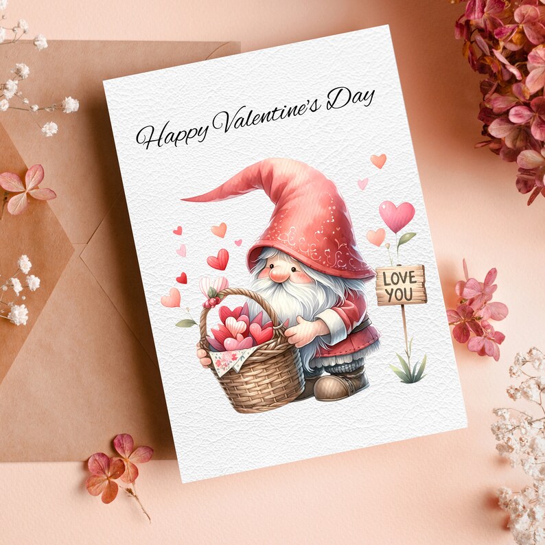 Watercolor Valentines Gnomes Clipart, Gnome Clipart, Love Clipart, Cute ...