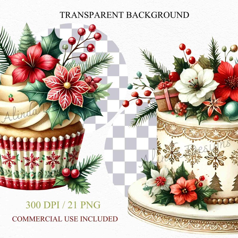 Vintage Christmas Bunnies Clipart, Retro Holiday Bunny Illustrations ...