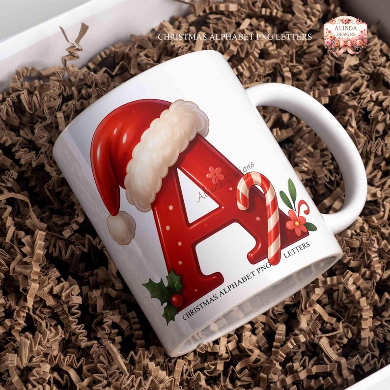 Christmas Alphabet PNG Clipart: Santa Hat Letters Commercial Use - Etsy
