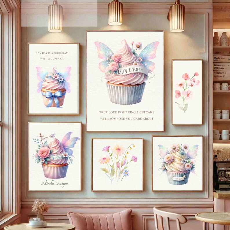 Sweet Flower Cupcake Clipart, Pastel Floral Cupcake Graphics, Cute ...