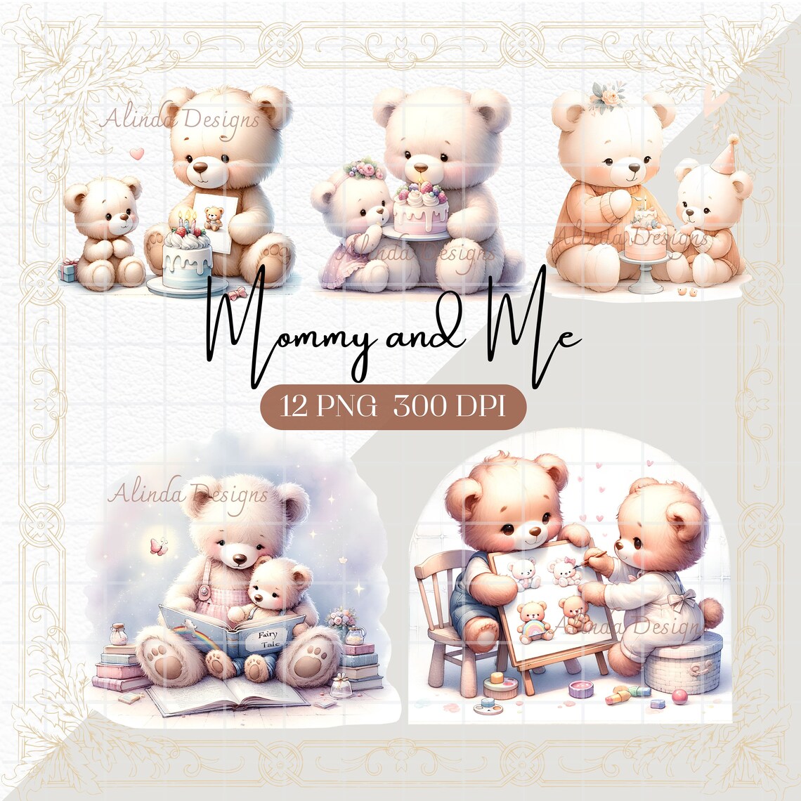 Mother's Day Teddy Bear Clipart, Digital Download, Cute Bear Graphics ...