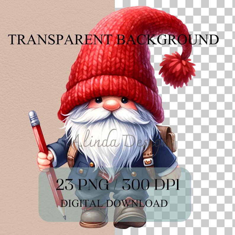 Back to School Gnome Clipart: Teacher PNG Graphics Digital Download - Etsy