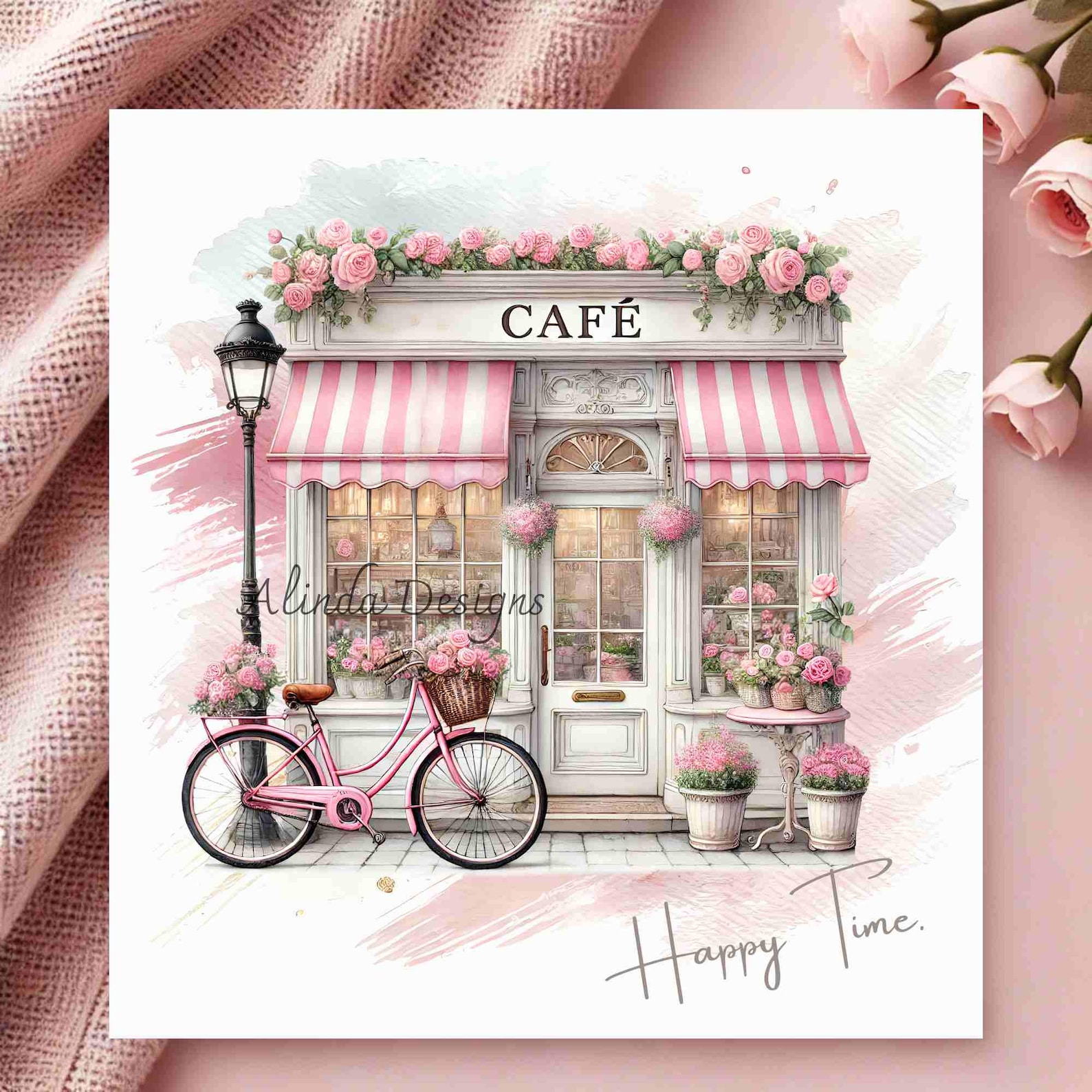 Watercolor Paris Coffee Shop Clipart: French Bistro Art (digital ...
